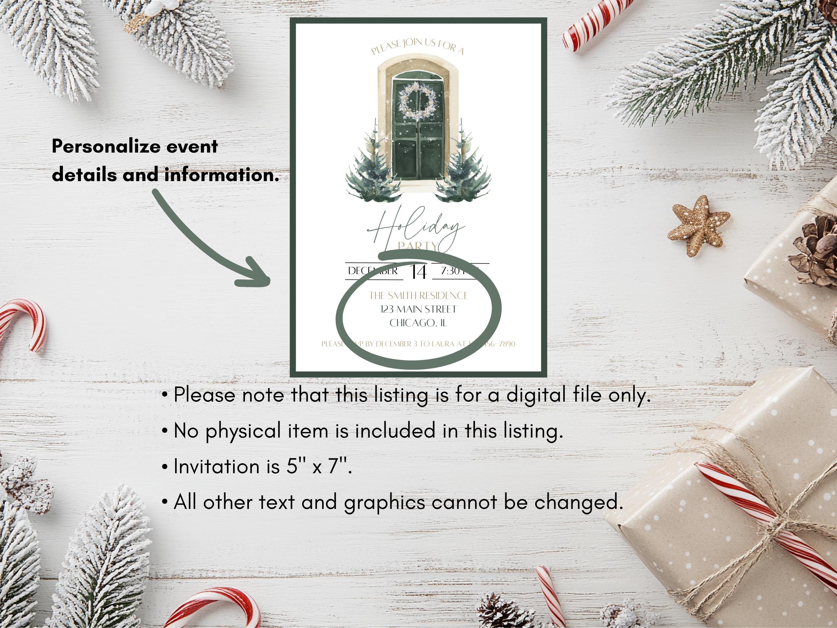 Holiday Front Door Party Invitation: Printable Christmas Invite (5x7 ...
