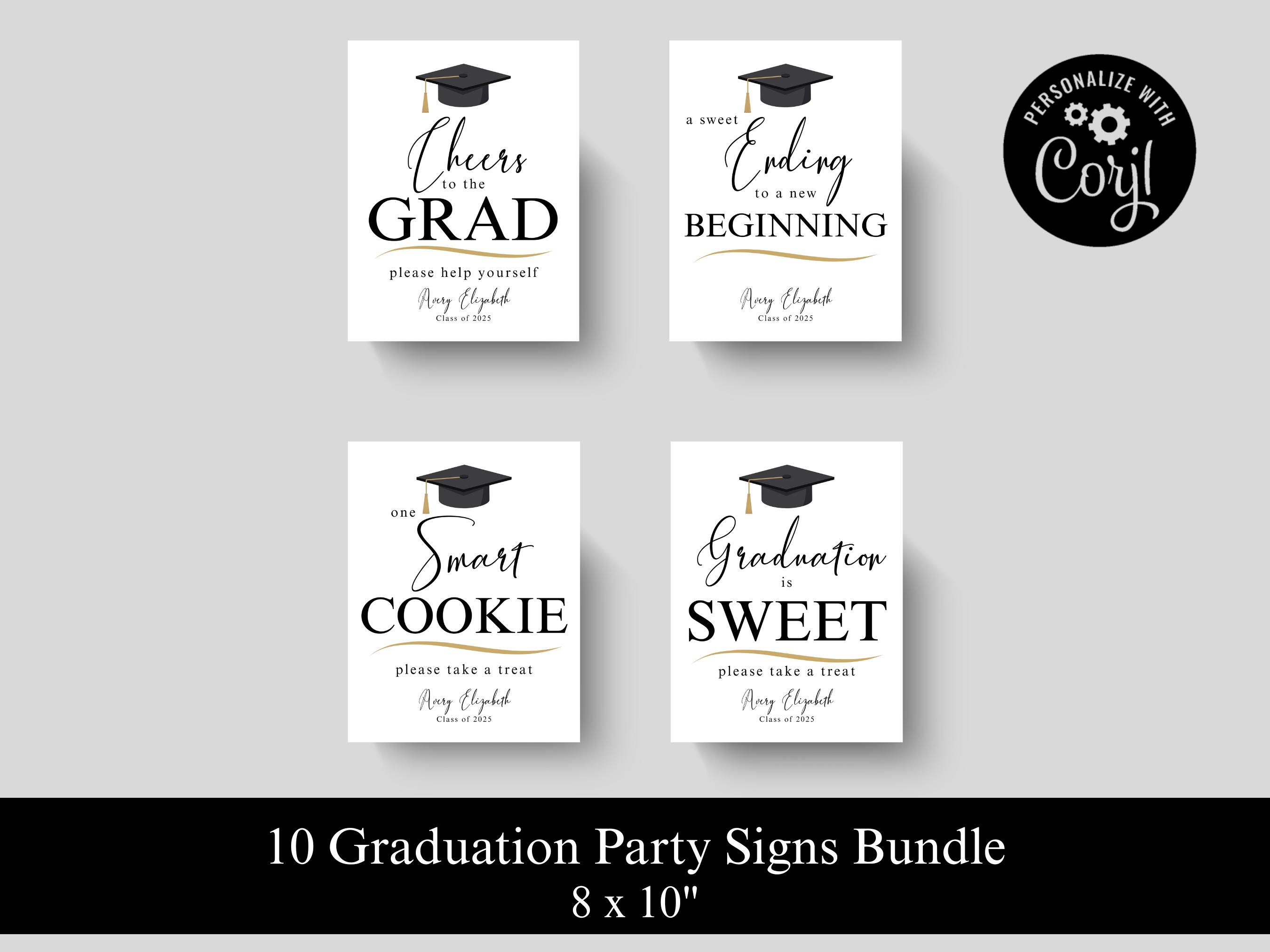 Graduation Party Signs Bundle: Personalized Printable Decor (digital ...
