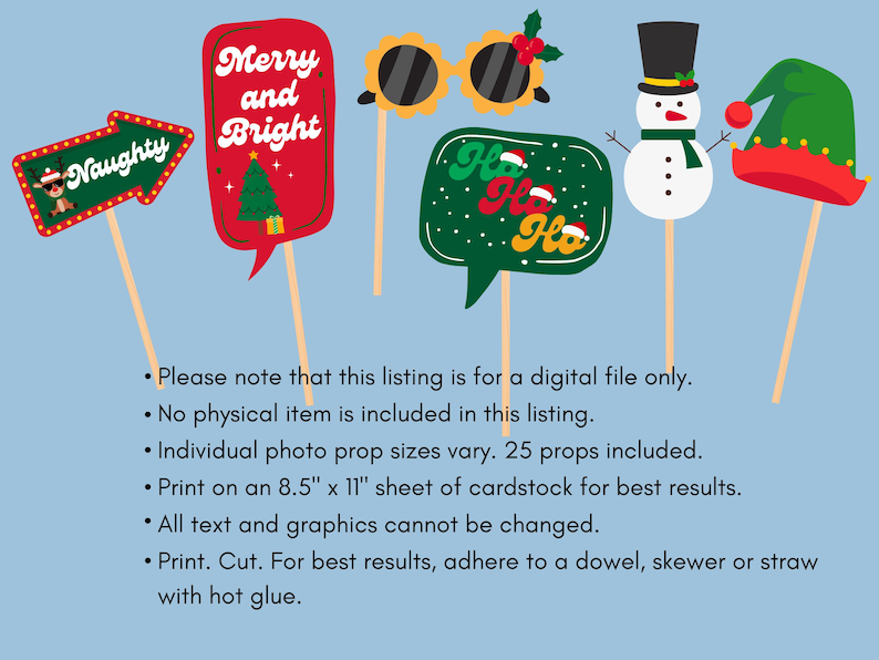 Christmas Photo Booth Props: Christmas Party Printables (instant ...