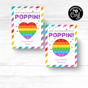 Class Valentine Popper, Printable School Valentines, Valentine's Day ...