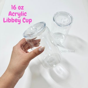 25 Pack of Plastic Libbey Cup, Wholesale Bulk 16oz Plastic Acrylic Blank, 16oz Plastic Can With ...