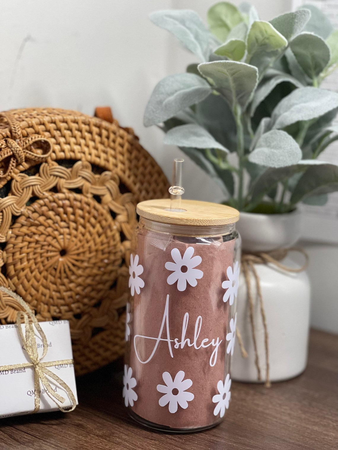 Daisy Glass Tumbler Beer Can Glass Floral Can Glass 16oz - Etsy