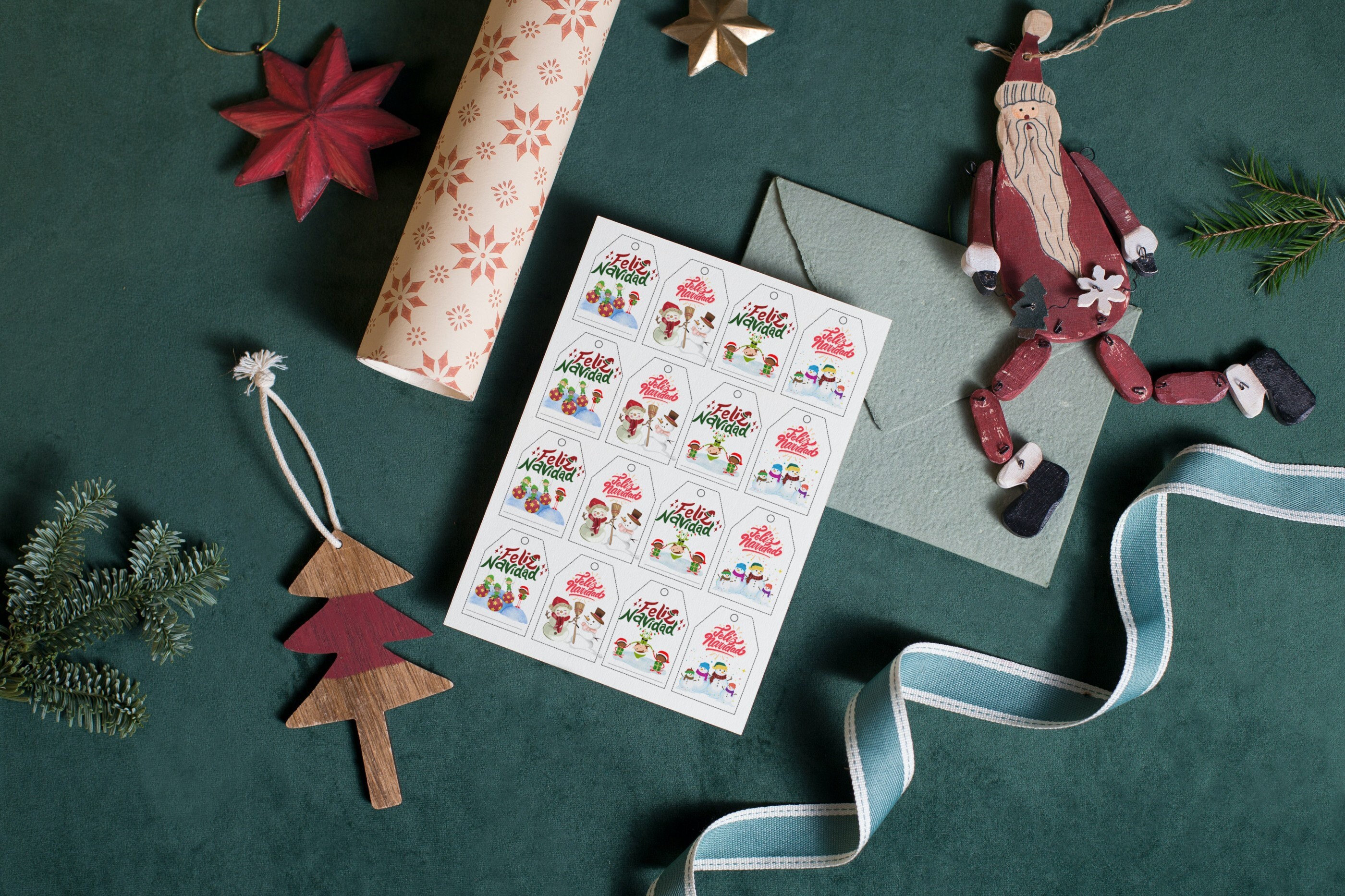 Printable Christmas Gift Tags, DIY Xmas Project, Scrapbook, Stationery ...
