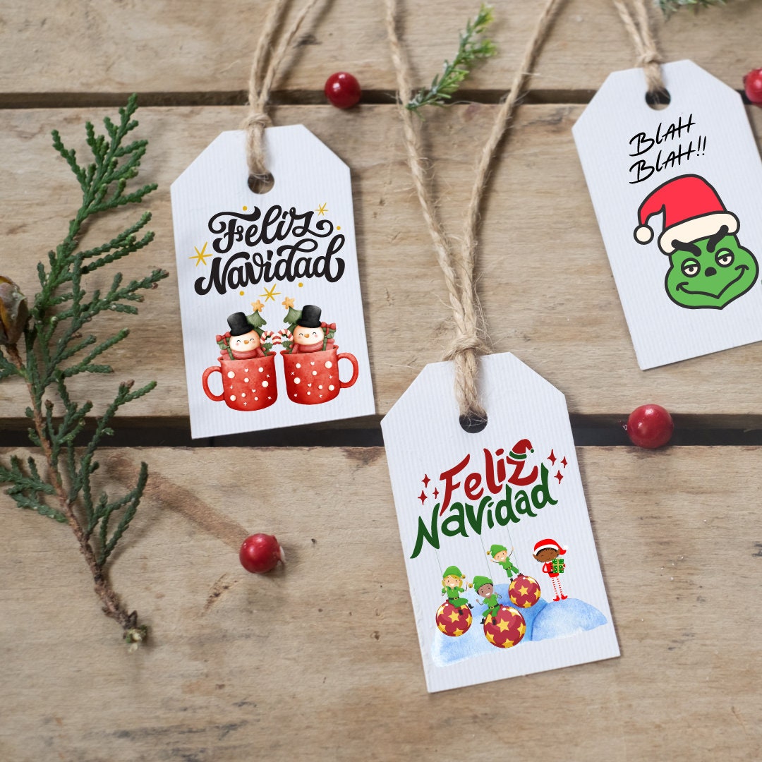 Printable Christmas Gift Tags, DIY Xmas Project, Scrapbook, Stationery ...