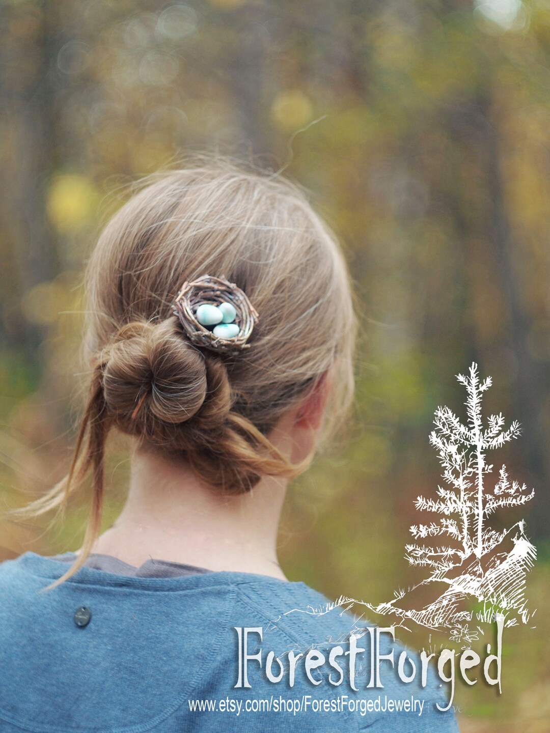 Hairpin Bird's Nest Copper Twig Hairpin - Etsy