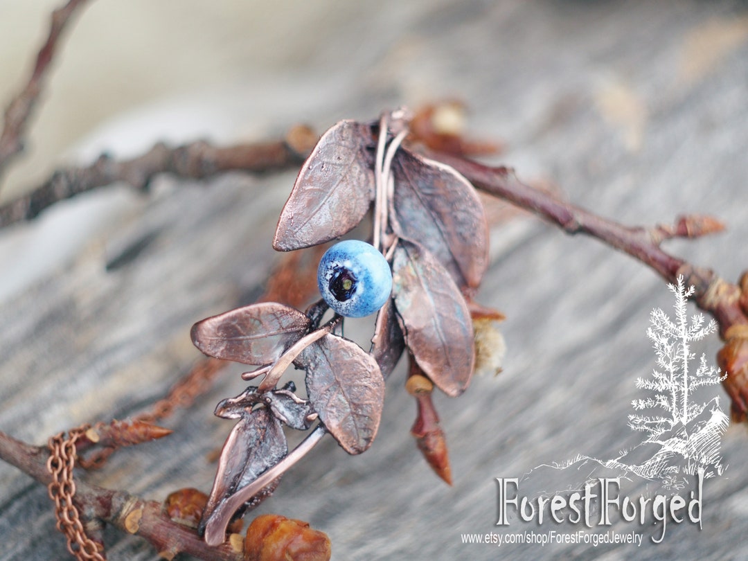 Copper Necklace Forest Blueberry Copper Leaf Pendant - Etsy