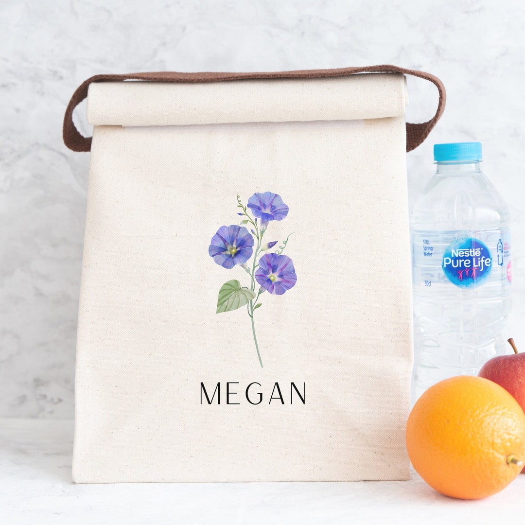 Birth Flower Personalized Lunch Box, Custom Lunch Bag for Women ...