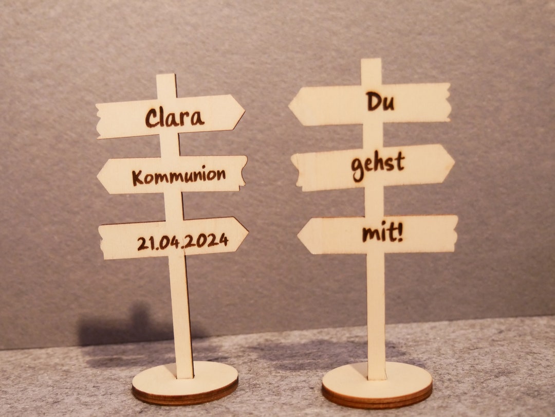 Tischdeko Kommunion, Deko Kommunion Du gehst mit, Pfeile, Holzschild ...