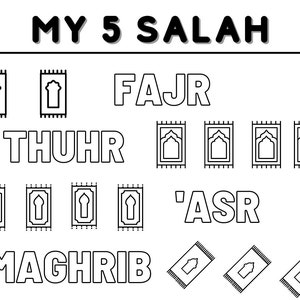 My 5 Salah Children's Coloring Page PDF - Etsy