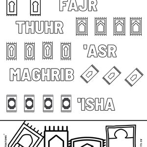 My 5 Salah Children's Coloring Page PDF - Etsy