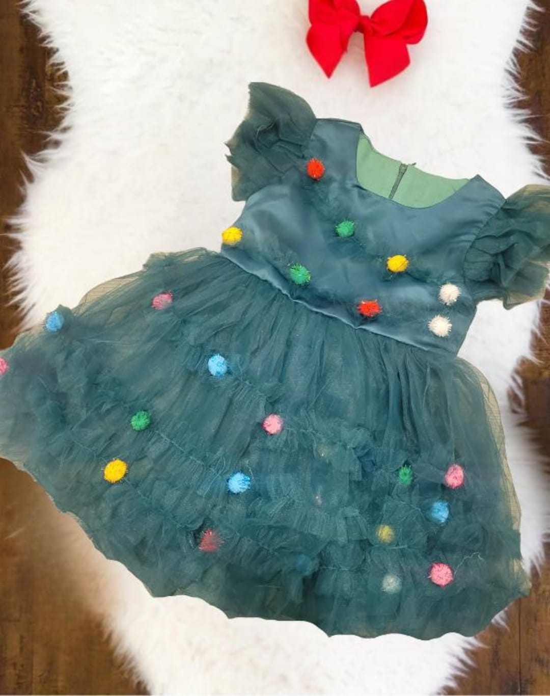Girls Christmas Dress, Girls Holiday Dress, Girls Green Christmas Dress ...