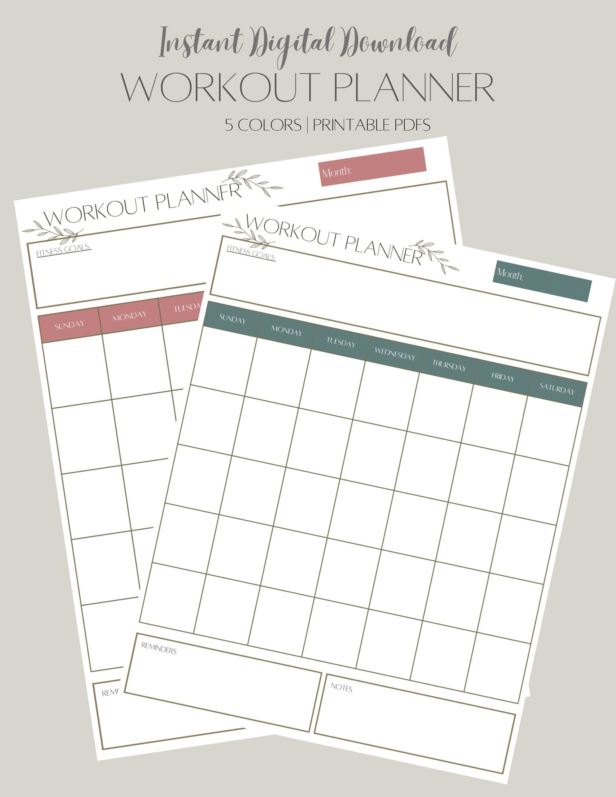Printable Monthly Workout Planner, Fitness Goals (digital Download) - Etsy