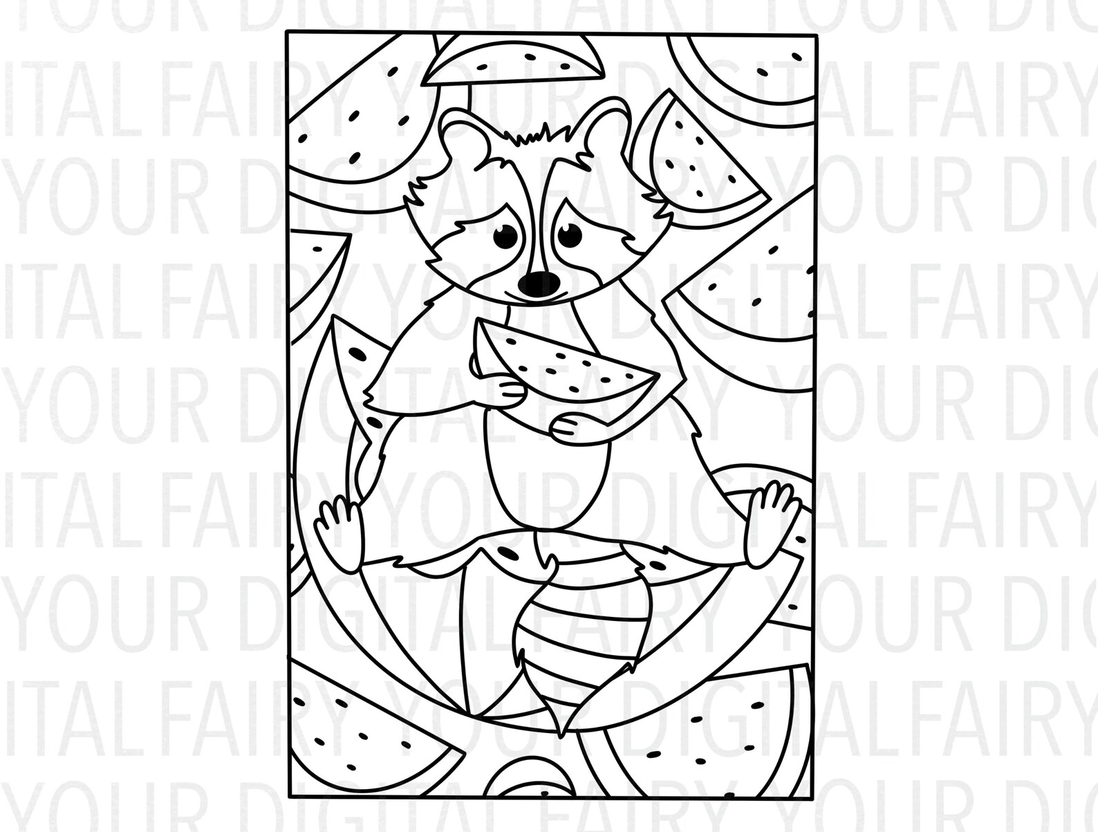 Cute Raccoon Coloring Page, Printable for Adults Kids, Raccoon With ...
