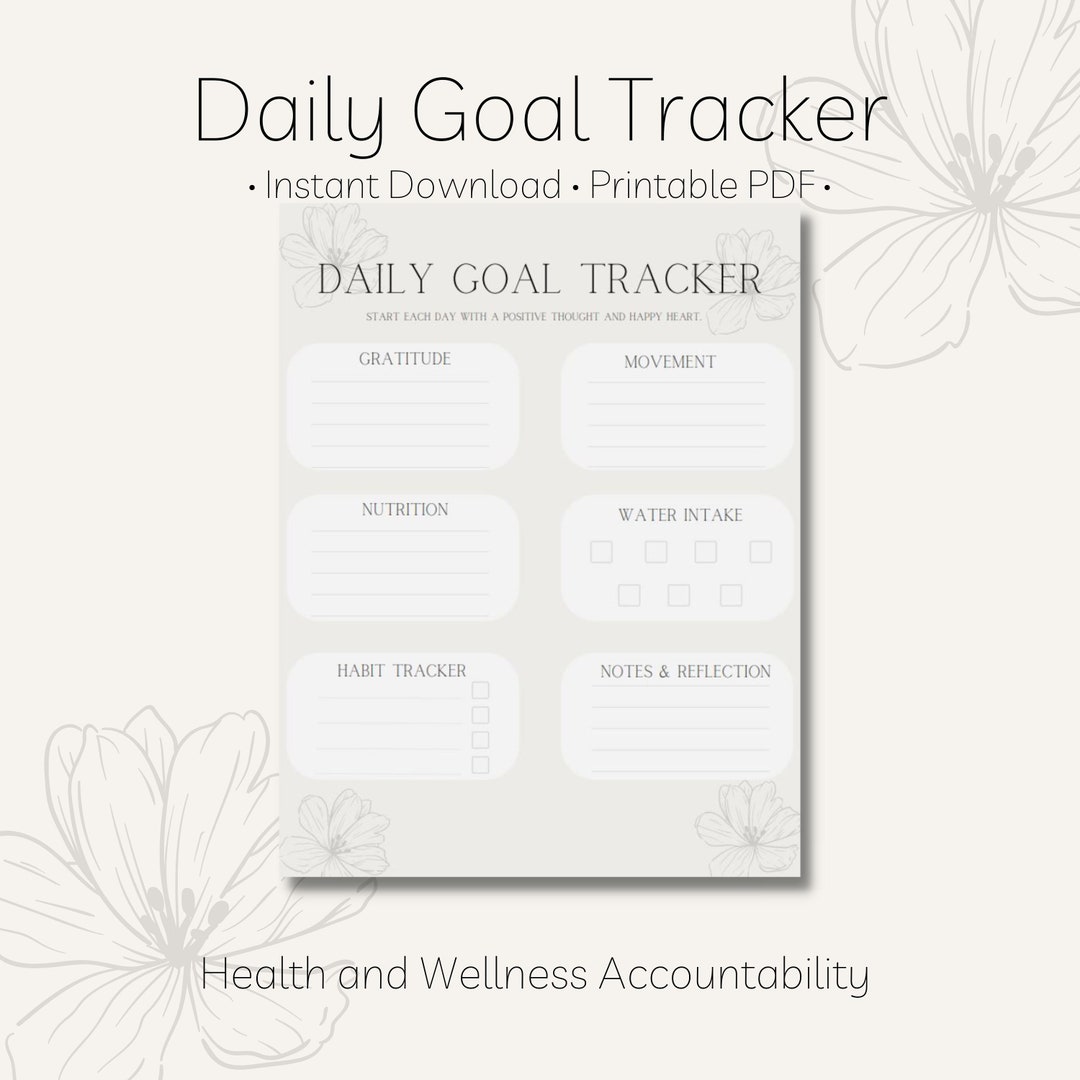 Daily Goal Tracker. Printable (letter). - Etsy
