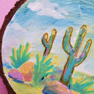 Desert Landscape | 3 Inch Wood Round | Hand Painted | Original | Wall ...