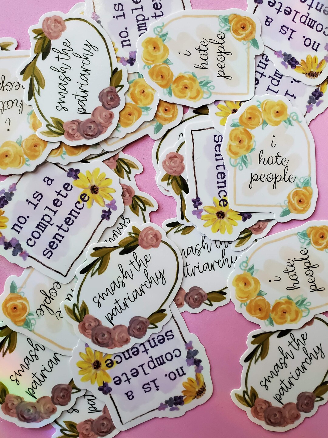 3 Sticker Set 3 Inch Stickers High Quality Waterproof Floral Stickers ...