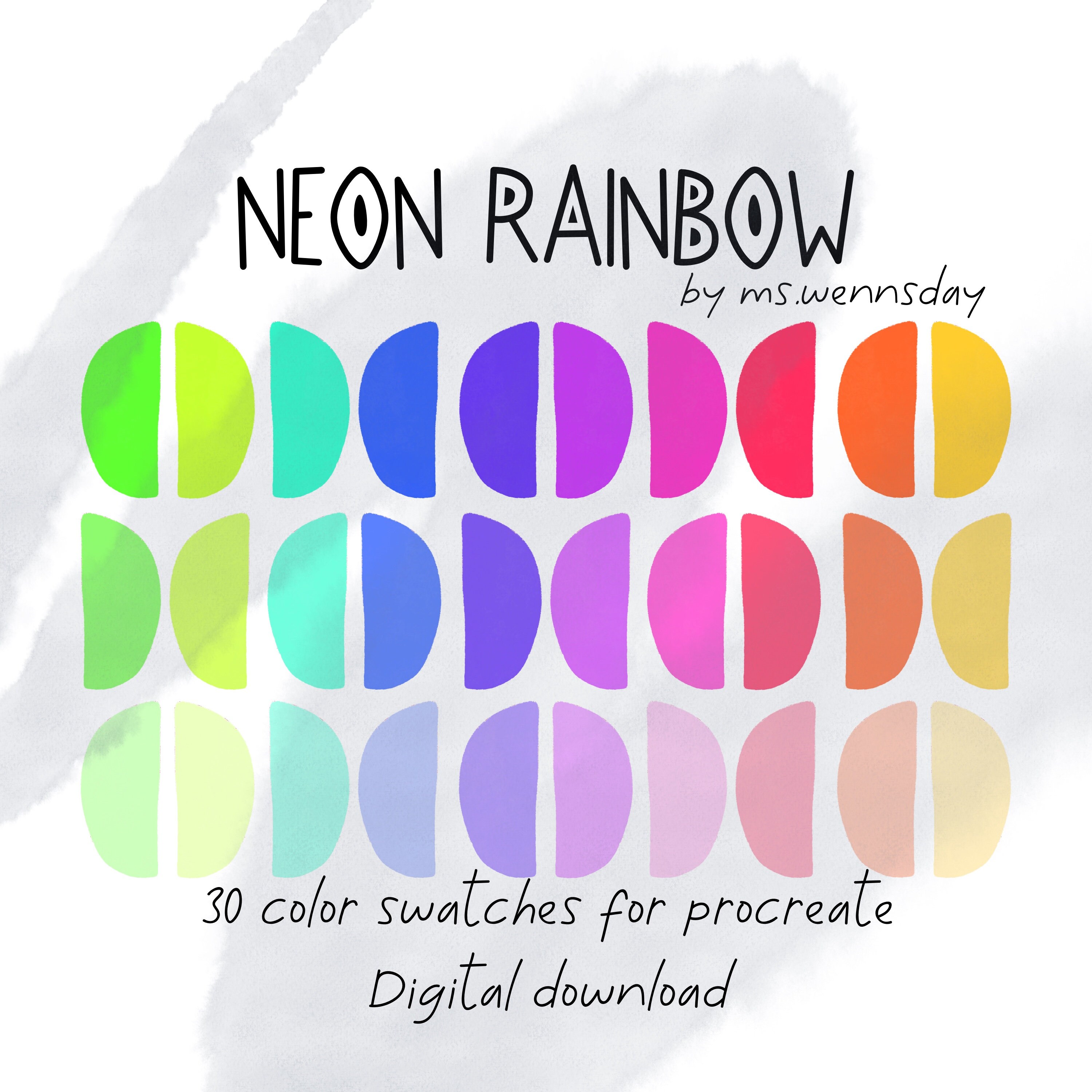 Procreate Color Palette 30 Neon Rainbow Colors DIGITAL Instant - Etsy