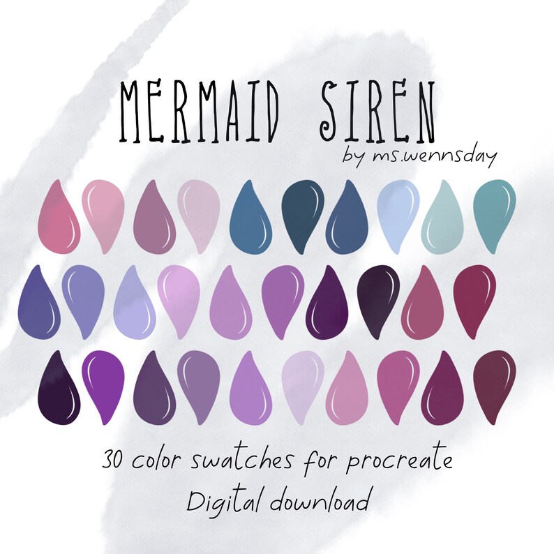 Mermaid Siren Procreate Color Palette 30 Colors DIGITAL Instant ...