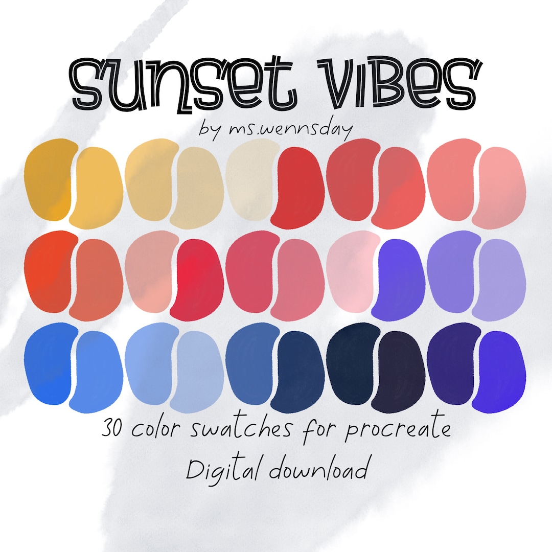 Sunset Vibes Procreate Color Palette Colors DIGITAL Instant Download ...