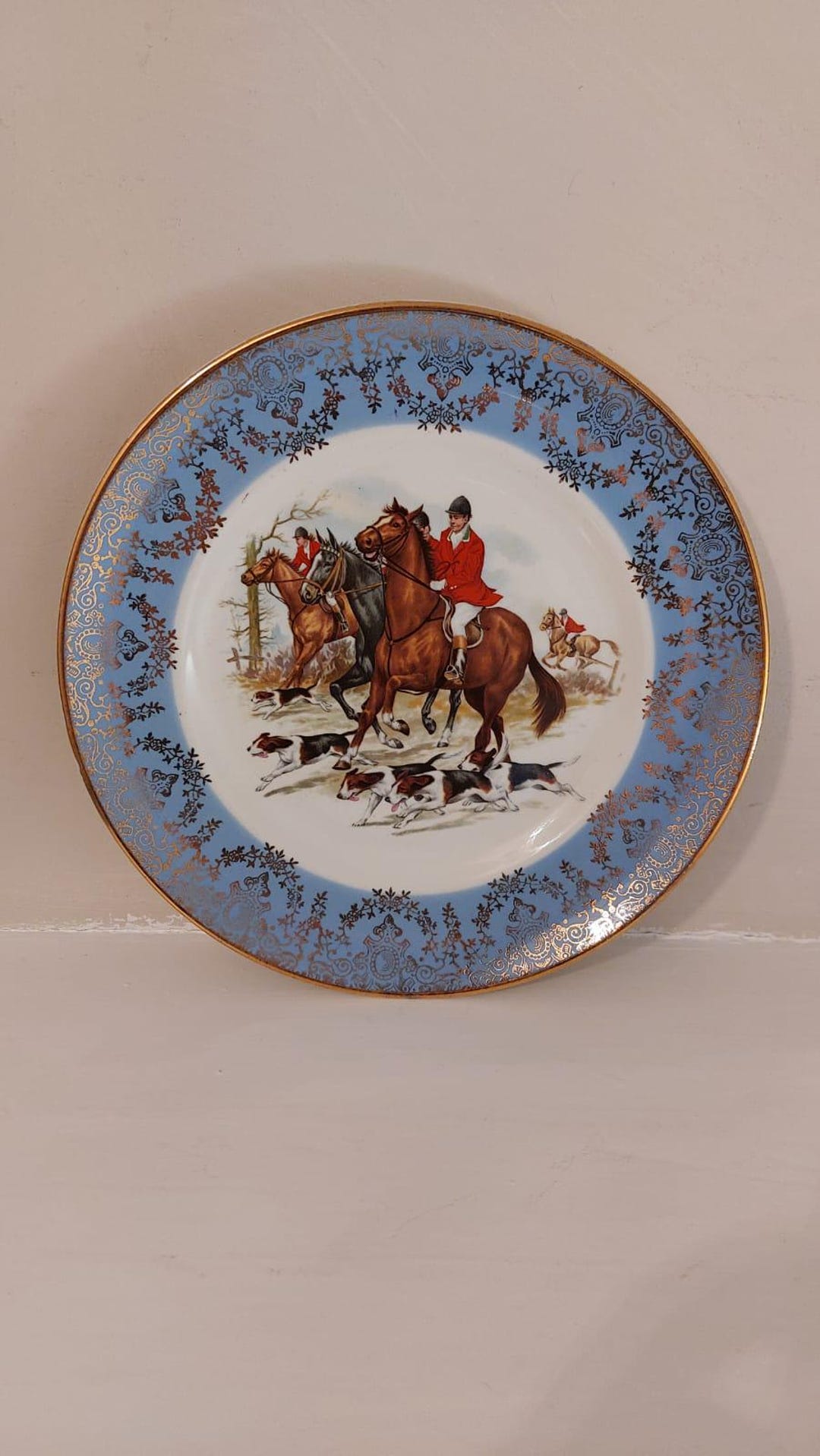 Vintage English Bone China Liverpool Road Pottery Hunting Scene Picture ...