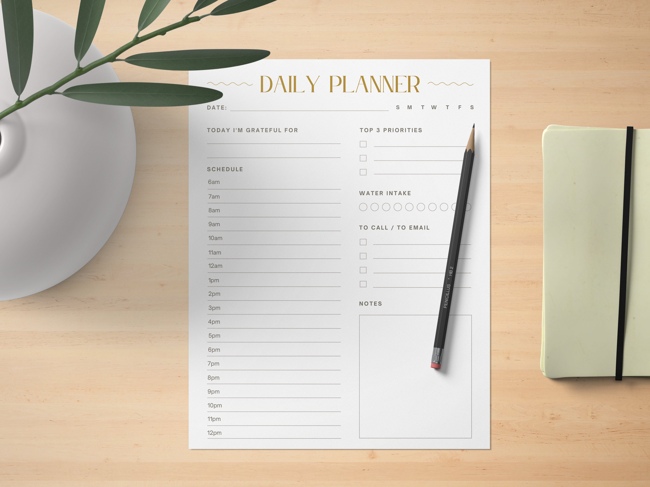 Daily Planner Waves Printable to Do List | Minimalist | Undated Planner ...