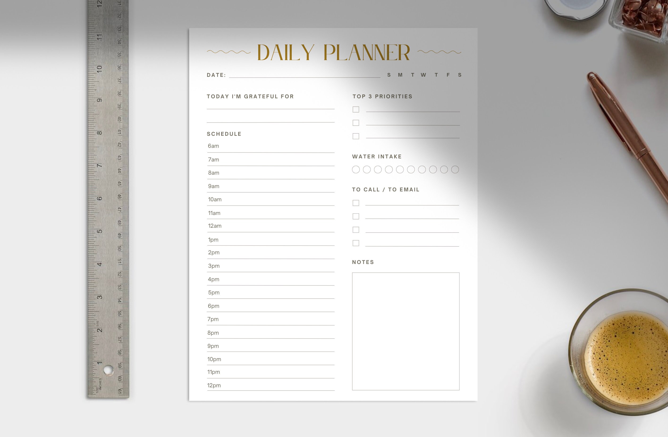 Daily Planner Waves Printable to Do List | Minimalist | Undated Planner ...