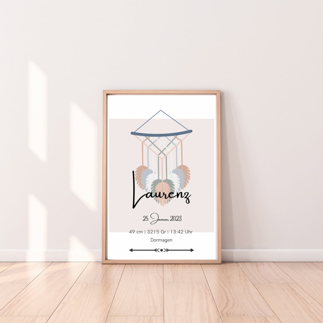 Birth Chart dream Catcher Boho Dates of Birth Poster Birth Poster Birth ...