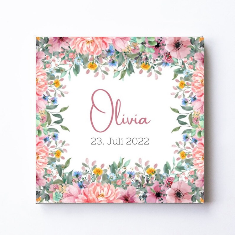Birth Chart flower Border Square Dates of Birth Poster Birth Poster ...