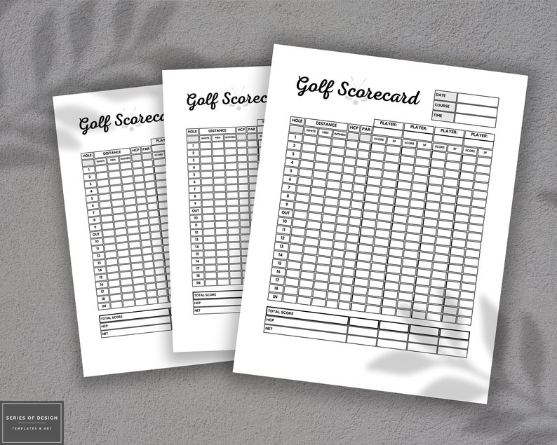 Golf Scorecard PDF - Printable Golf Score Sheets - 18 Holes - Multiple ...