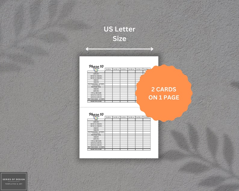 Phase 10 Score Sheet - Printable Scorecard for Phase 10 Game - PDF - Etsy