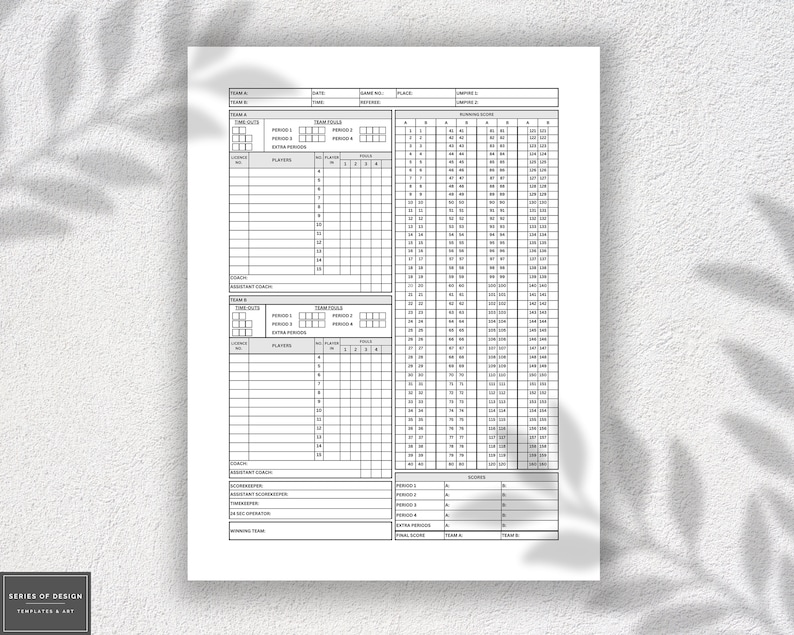 Basketball Scoresheets - Keep Track of Every Game - Printable PDF - Etsy