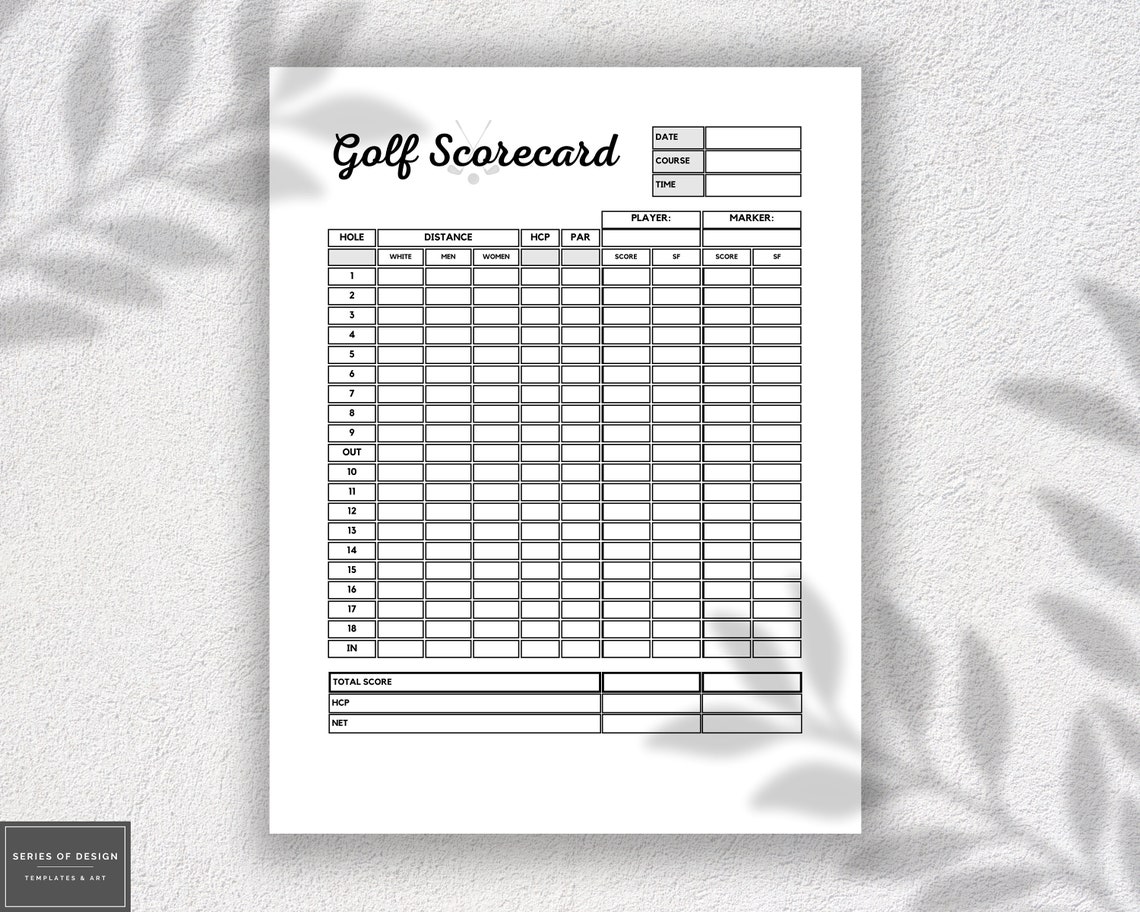 Golf Scorecard - Printable Golf Score Sheets PDF - 18 Holes - Player ...