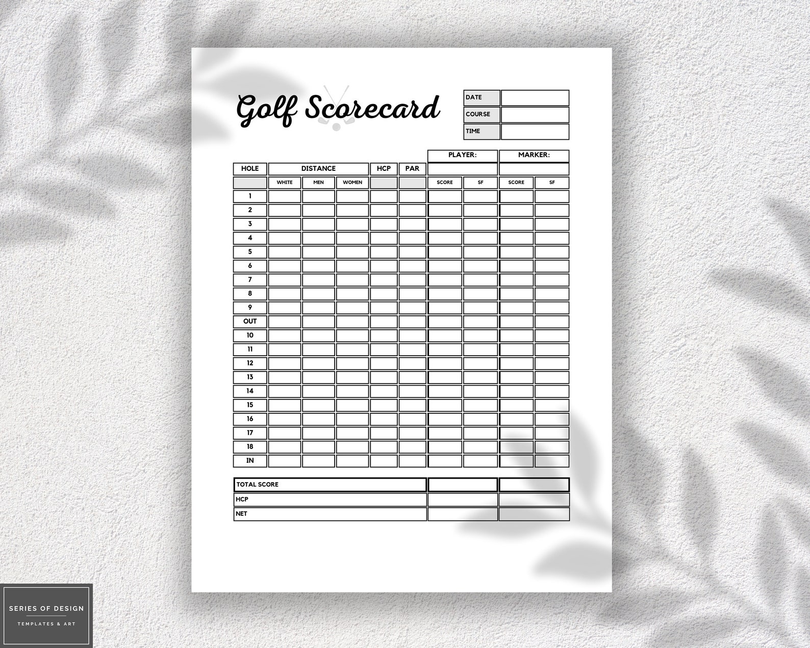 Golf Scorecard - Printable Golf Score Sheets PDF - 18 Holes - Player ...