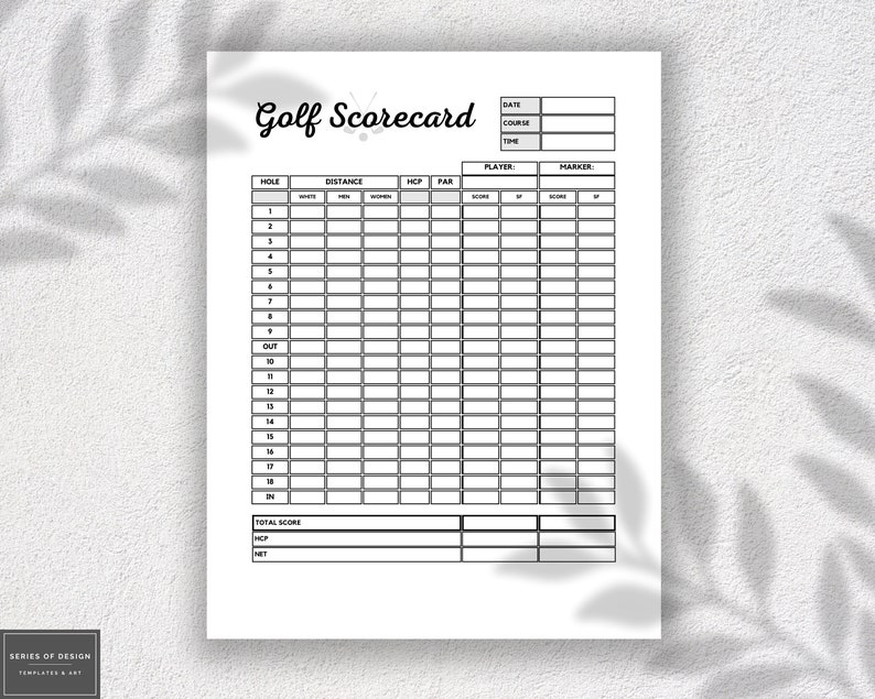 Golf Scorecard - Printable Golf Score Sheets PDF - 18 Holes - Player ...