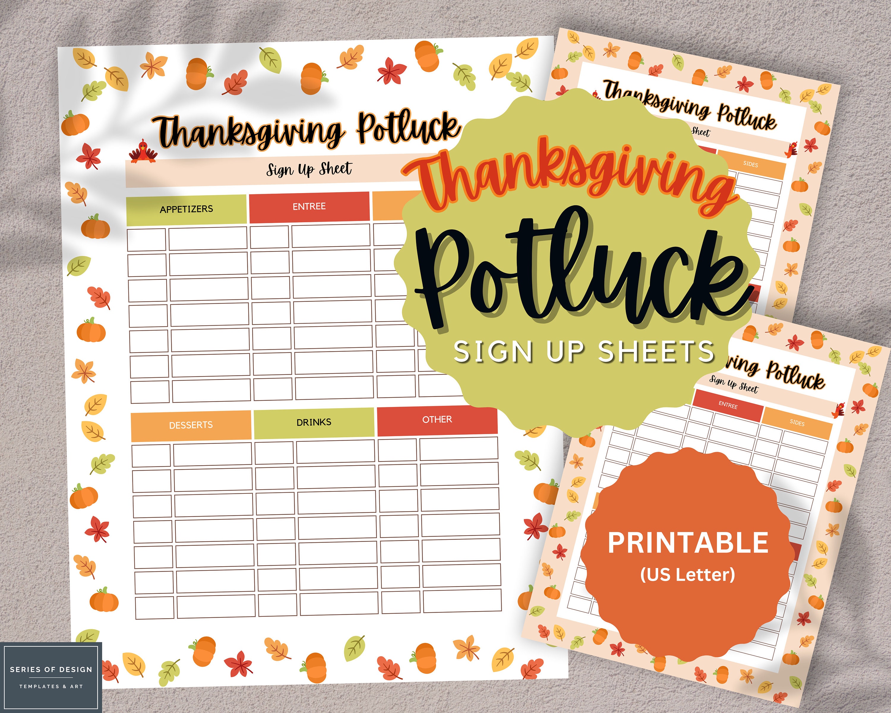 Thanksgiving Potluck Sign-up Sheet | Friendsgiving Dinner | Printable ...