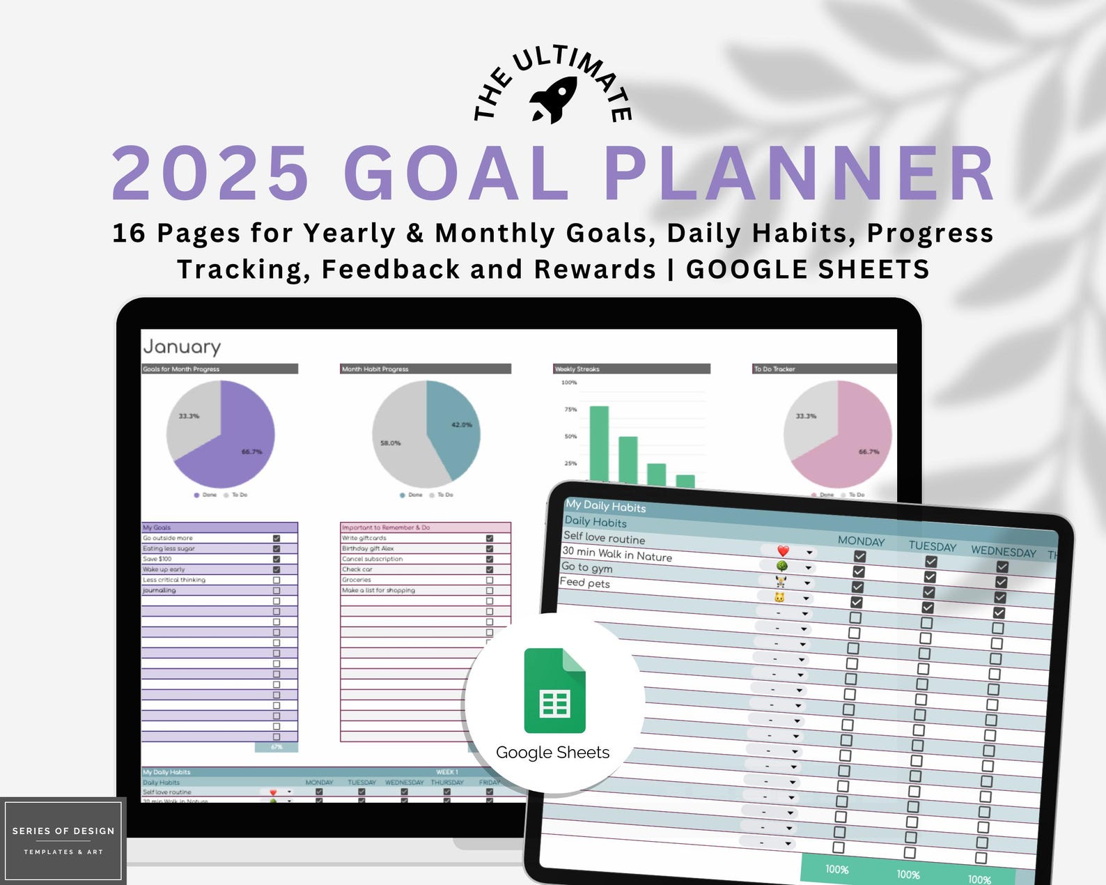 2025 Goal Planner Google Sheets | Yearly and Monthly Goals Tracker ...