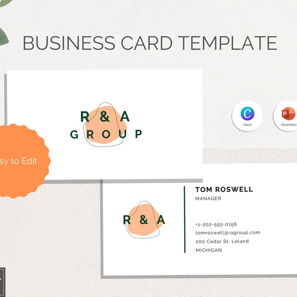 Powerpoint Business Card Template - Etsy