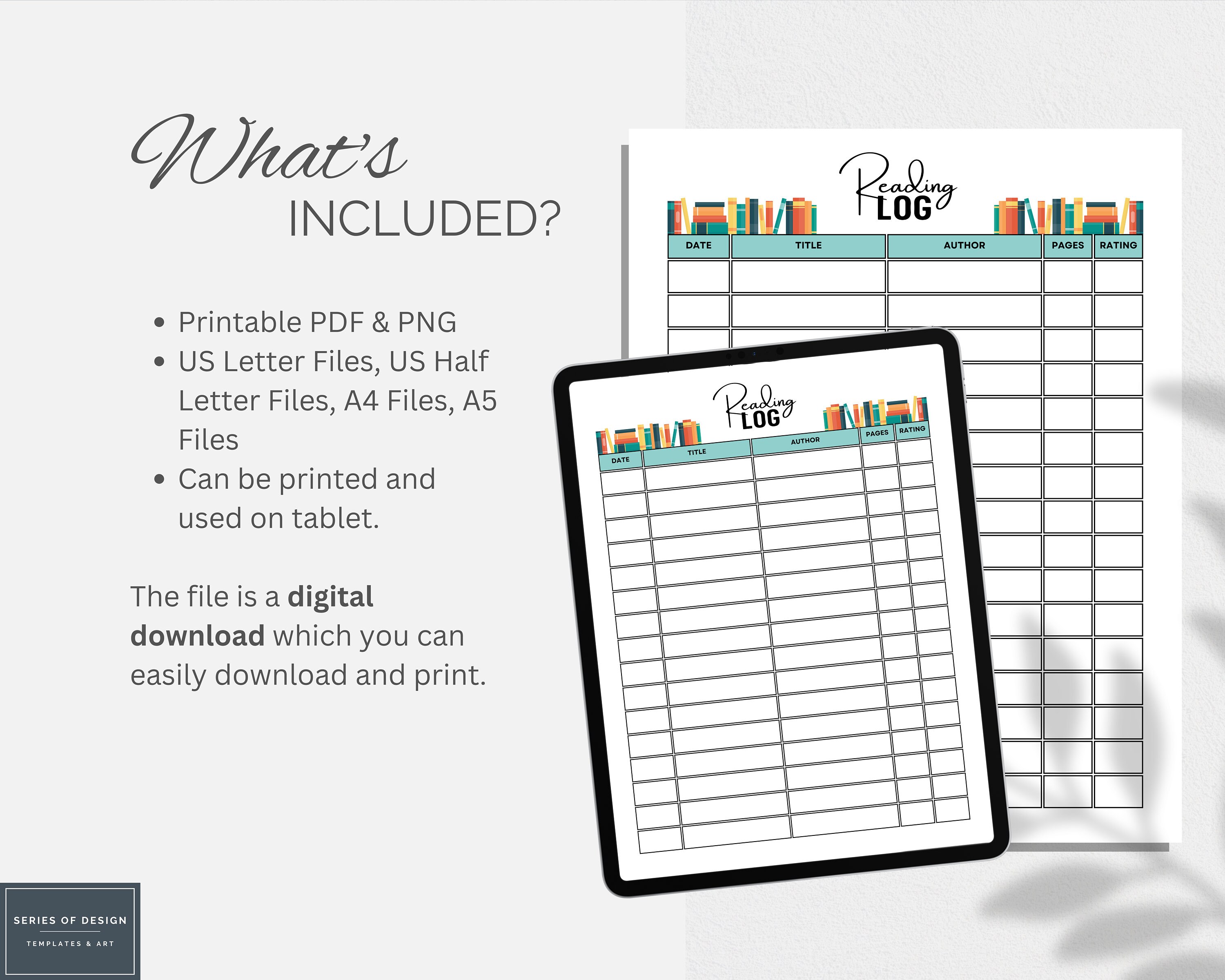 Ultimate Printable Reading Log Book Tracker US Letter, Half Letter, A4 ...