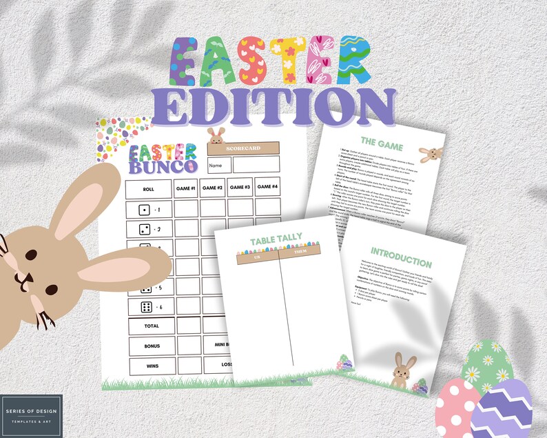 Easter Bunco Game: Printable Score Sheets & Table Tally- Festive Dice ...