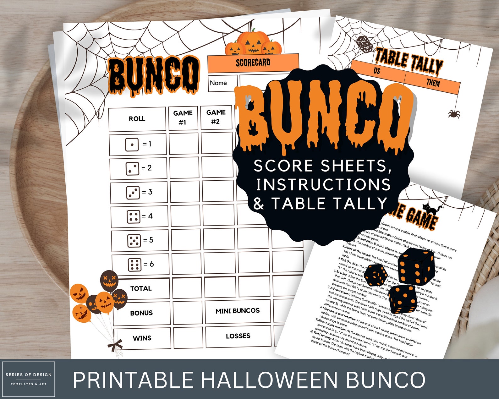 Halloween Bunco: Printable Score Sheets & Tally Cards (instant Download ...