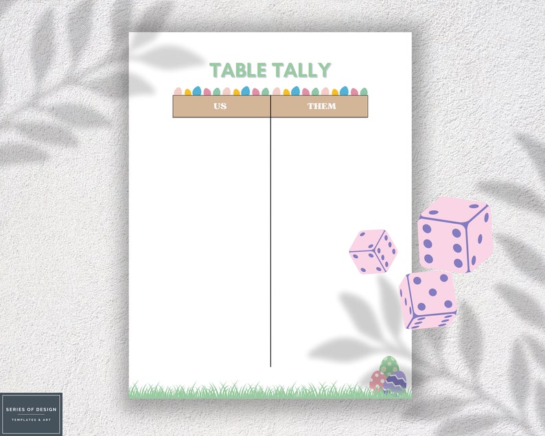 Easter Bunco Game: Printable Score Sheets & Table Tally- Festive Dice ...