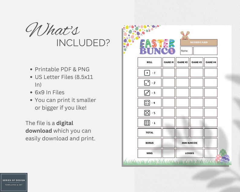 Easter Bunco Game: Printable Score Sheets & Table Tally- Festive Dice ...