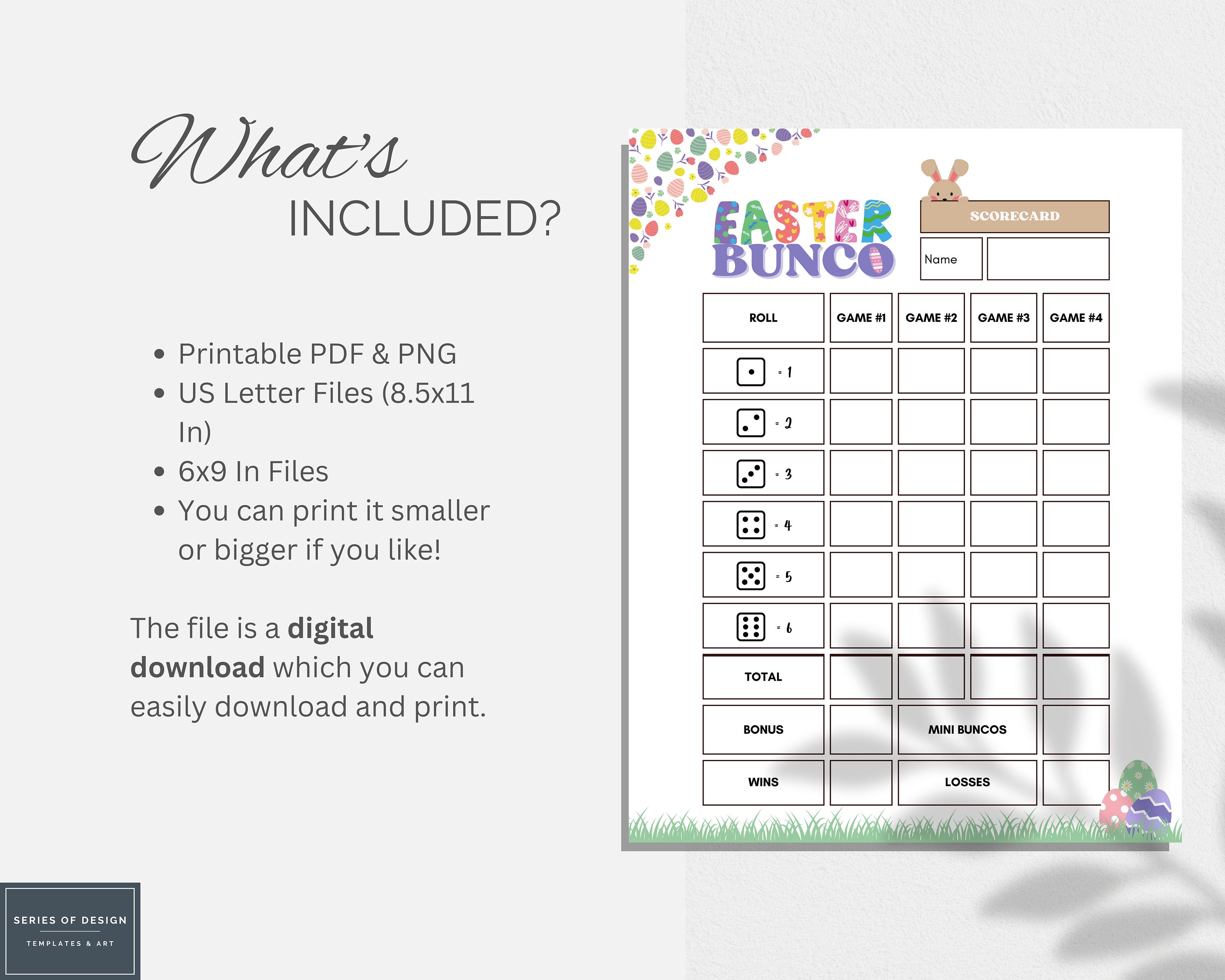 Easter Bunco Game: Printable Score Sheets & Table Tally- Festive Dice ...