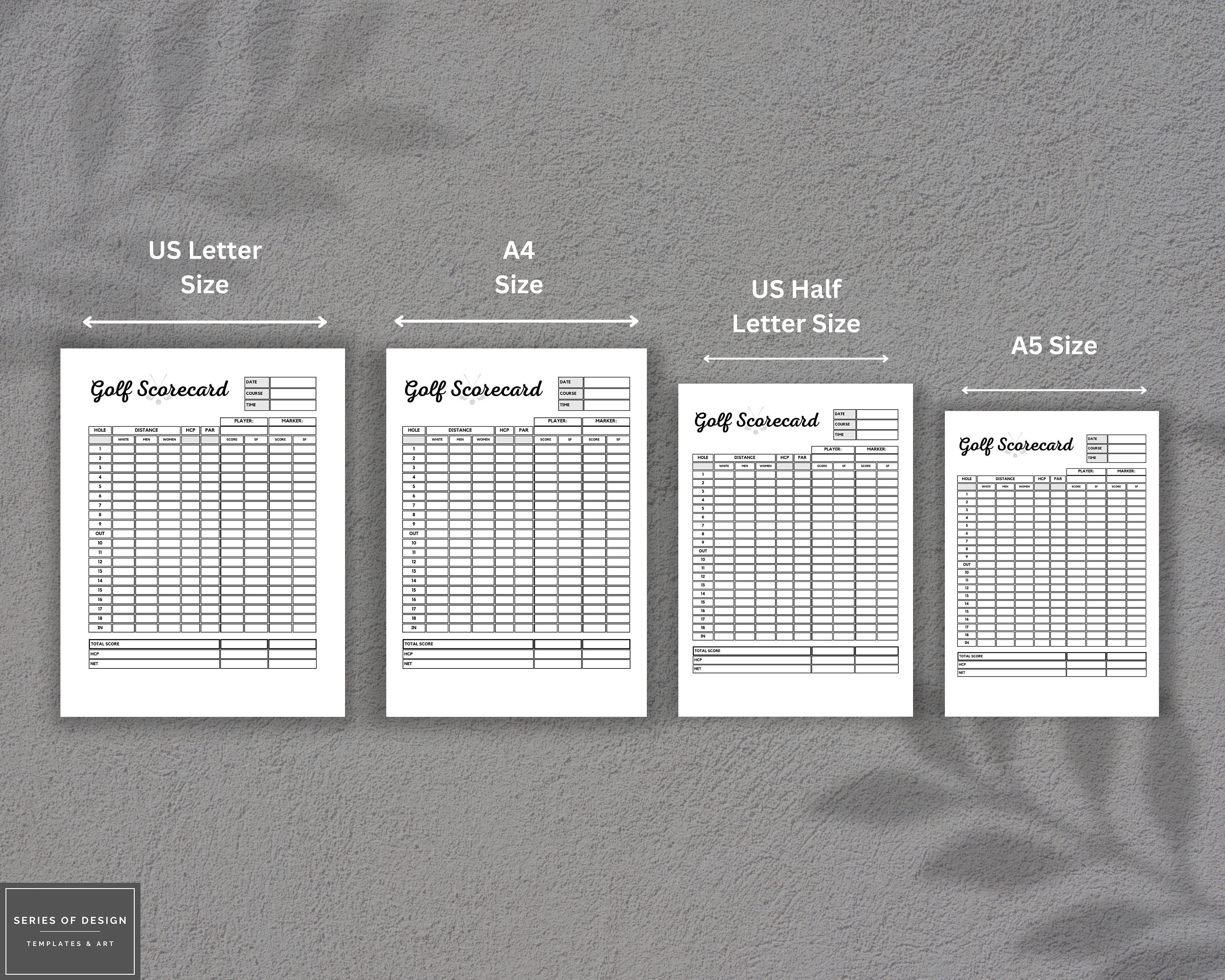 Golf Scorecard - Printable Golf Score Sheets PDF - 18 Holes - Player ...