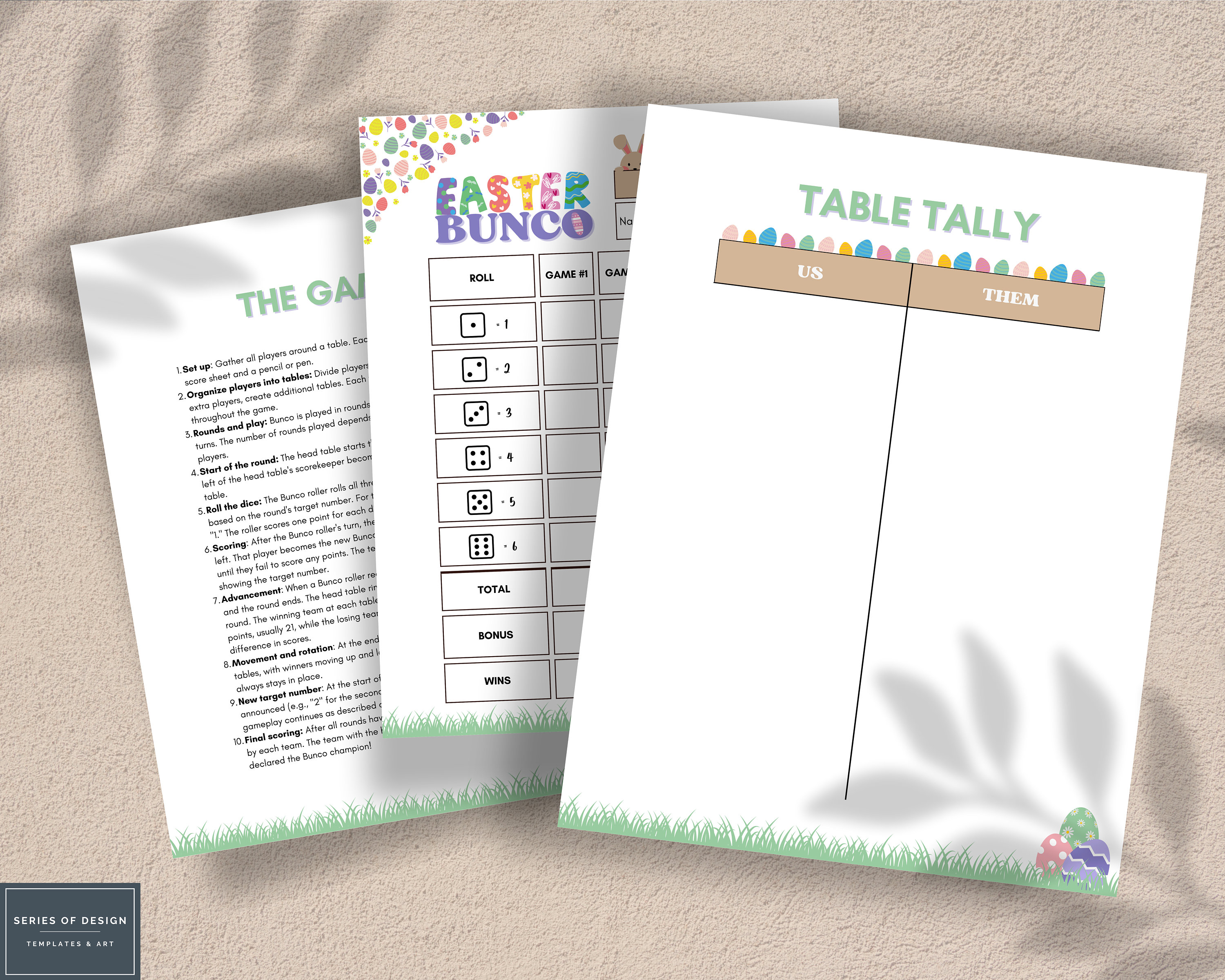 Easter Bunco Game: Printable Score Sheets & Table Tally- Festive Dice ...