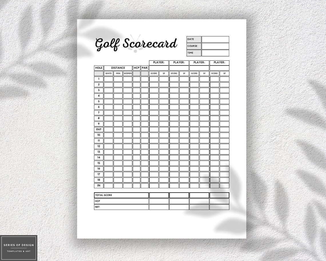 Golf Scorecard PDF - Printable Golf Score Sheets - 18 Holes - Multiple ...