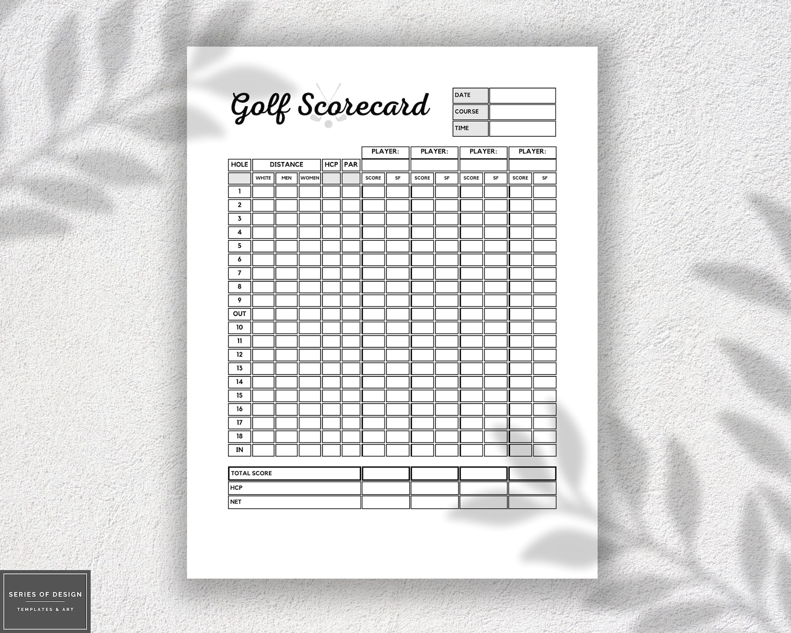 Golf Scorecard PDF - Printable Golf Score Sheets - 18 Holes - Multiple ...