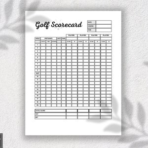 Golf Scorecard PDF - Printable Golf Score Sheets - 18 Holes - Multiple ...
