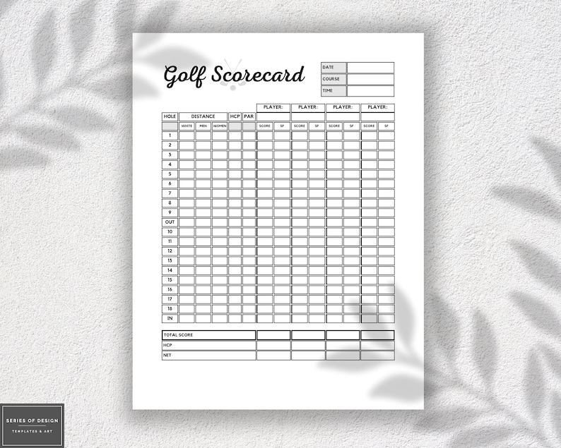 Golf Scorecard PDF - Printable Golf Score Sheets - 18 Holes - Multiple ...