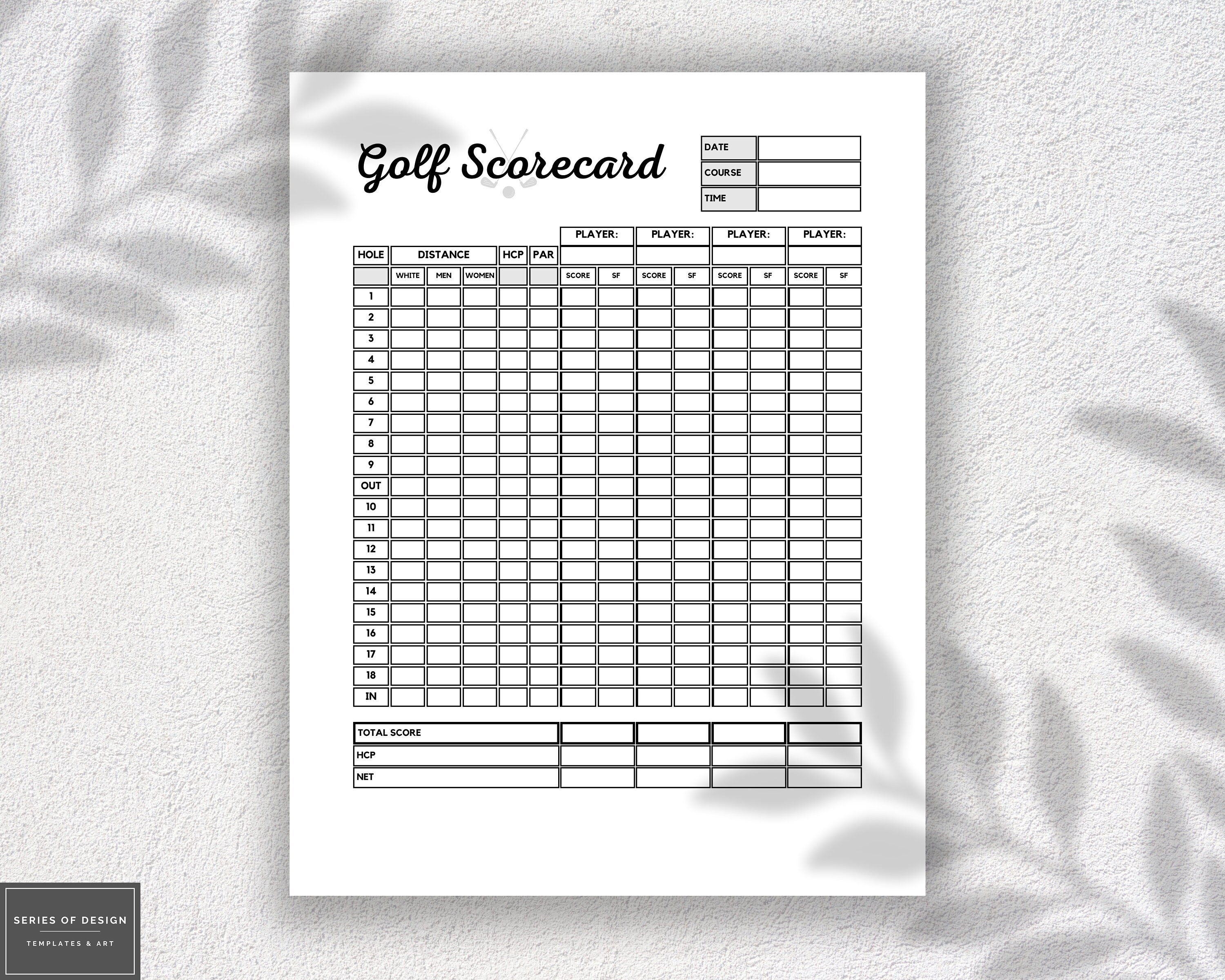 Golf Scorecard PDF - Printable Golf Score Sheets - 18 Holes - Multiple ...